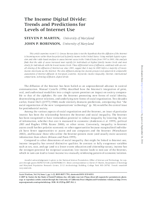 (PDF) The Income Digital Divide: Trends and Predictions for Levels of ...