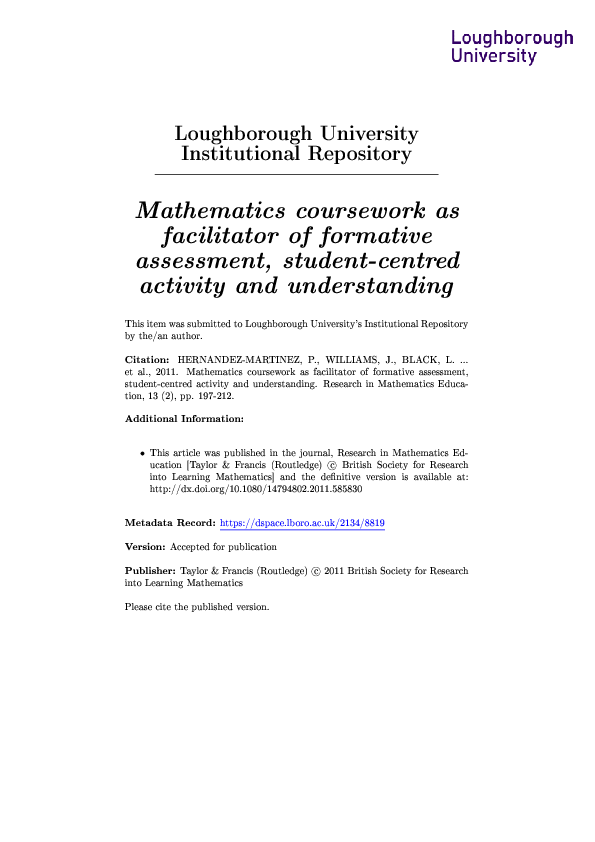 (PDF) Effects of a change to more formative assessment among tertiary ...