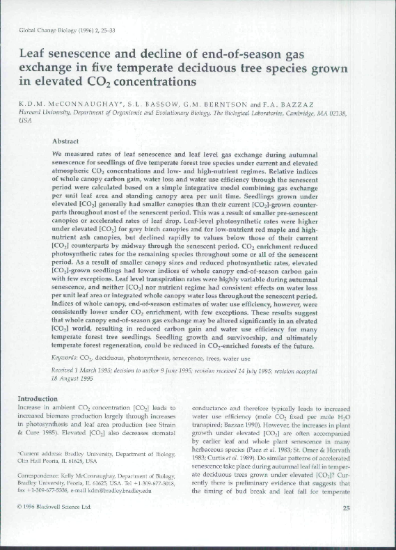 (PDF) Leaf senescence and decline of end-of-season gas exchange in five ...