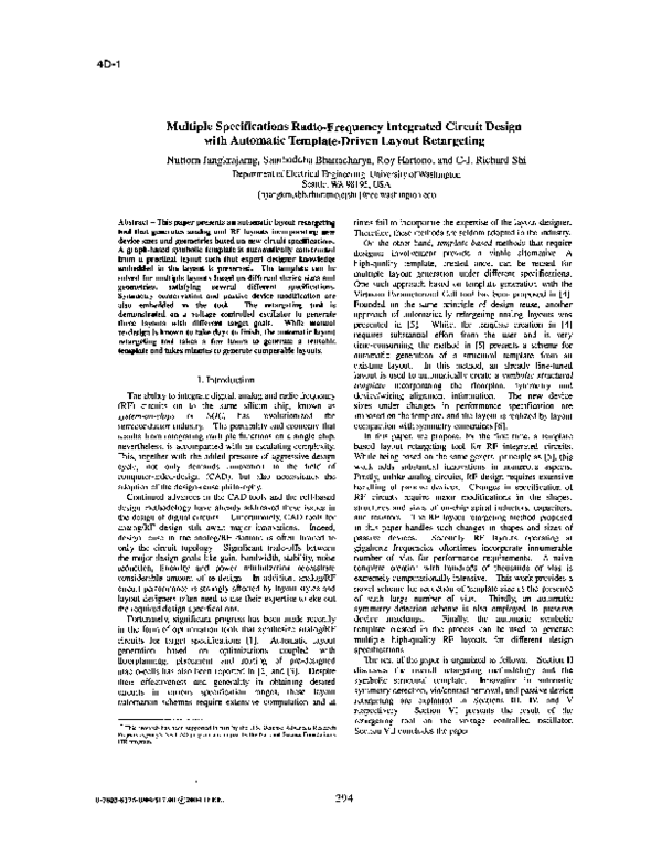 (PDF) Multiple specifications radio-frequency integrated circuit design with automatic template ...