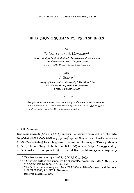 (PDF) Biharmonic submanifolds in spheres