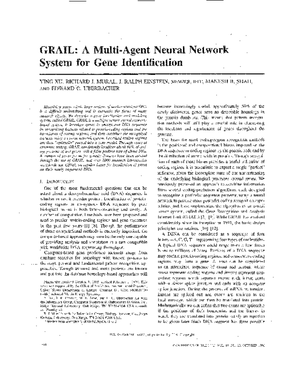 (PDF) GRAIL: a multi-agent neural network system for gene identification