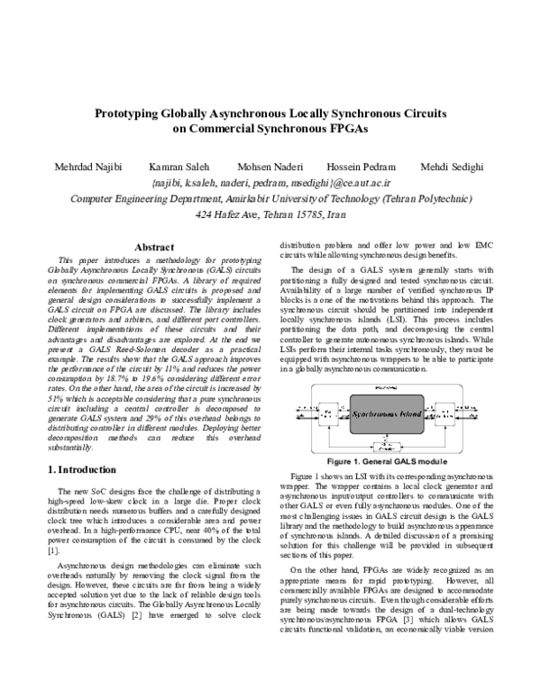 Pdf Prototyping Globally Asynchronous Locally Synchronous Circuits On Commercial Synchronous