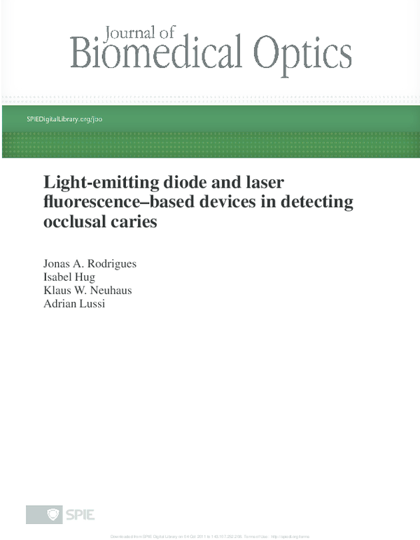 Pdf Light Emitting Diode And Laser Fluorescence Based Devices In Detecting Occlusal Caries