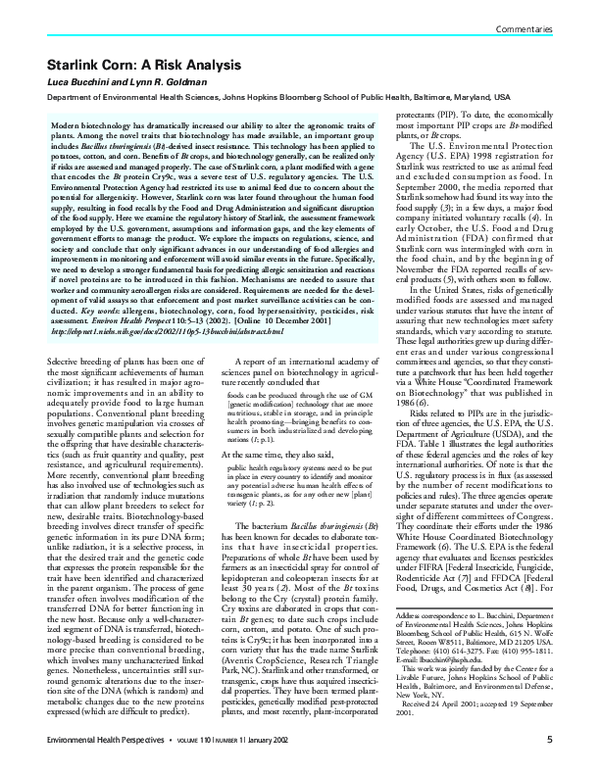 (PDF) Starlink Corn: A Risk Analysis