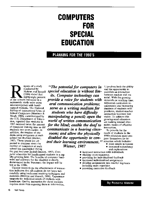 (PDF) Computers for special education