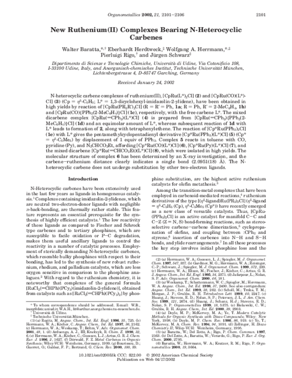 (PDF) New Ruthenium(II) Complexes Bearing N - Heterocyclic Carbenes