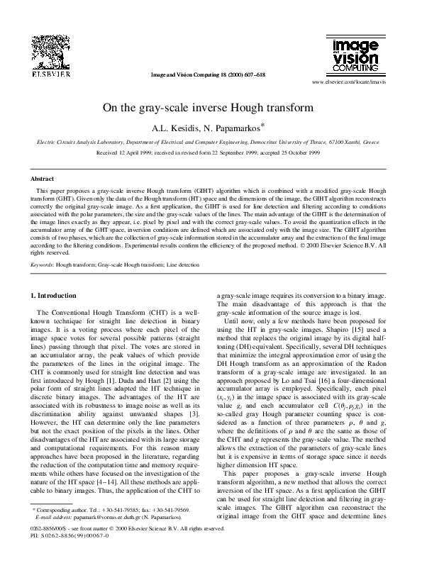 (PDF) On the gray-scale inverse Hough transform | Nikos Papamarkos - Academia.edu