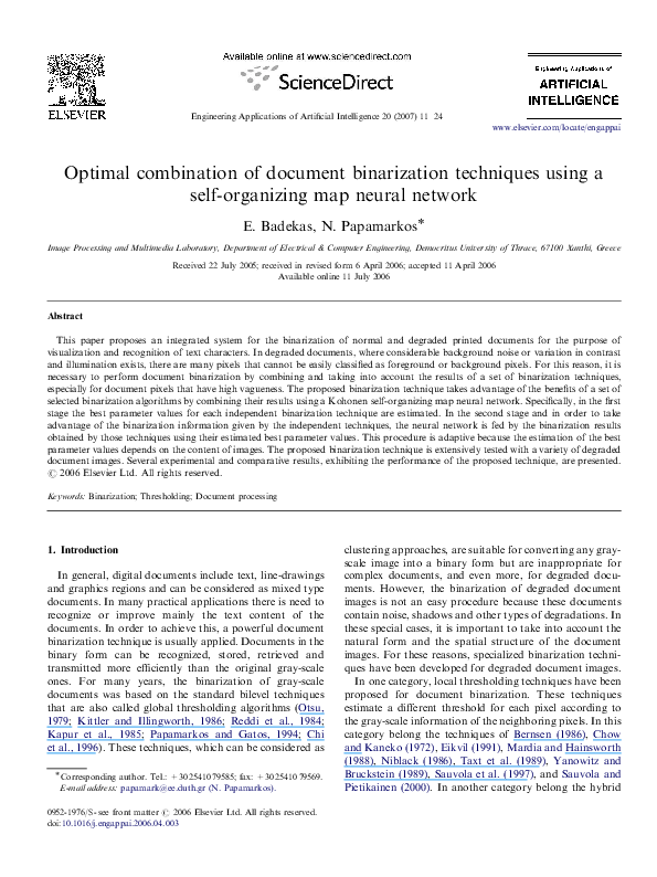 Pdf Optimal Combination Of Document Binarization Techniques Using A