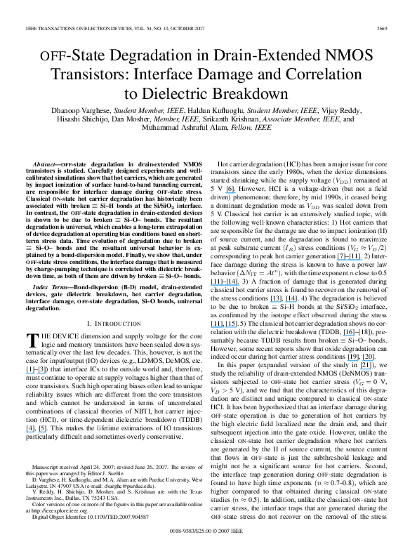 (PDF) off-State Degradation in Drain-Extended NMOS Transistors ...