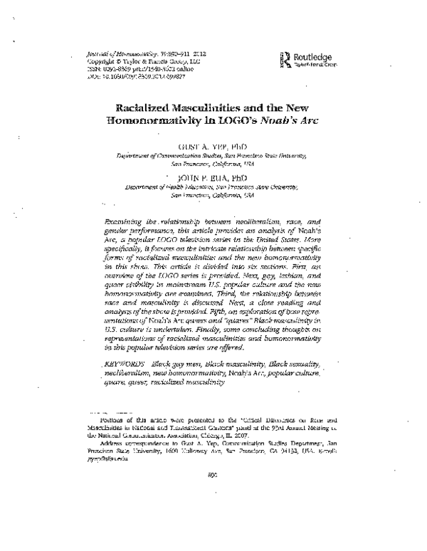 (PDF) Racialized Masculinities and the New Homonormativity in LOGO's ...