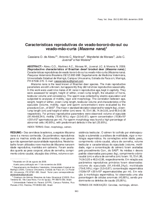 (PDF) Reproductive characteristics of Brazilian dwarf brocket deer ...