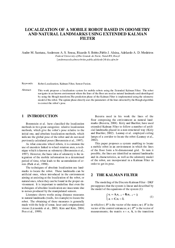 (PDF) Localization of a Mobile Robot based in Odometry and Natural Landmarks using Extended ...