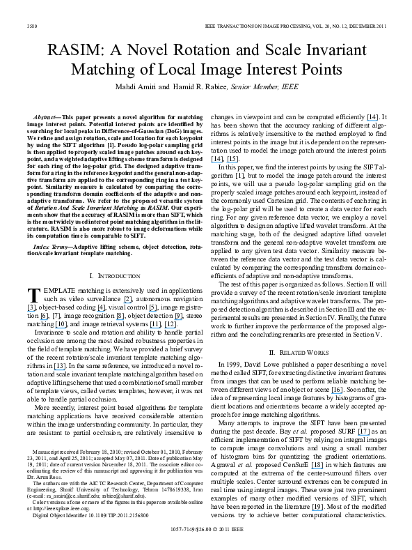 (PDF) RASIM: A Novel Rotation and Scale Invariant Matching of Local Image Interest Points