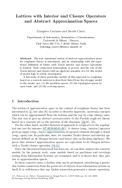 Pdf Lattices With Interior And Closure Operators And Abstract Approximation Spaces