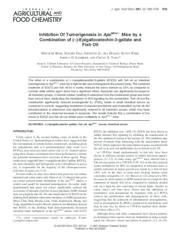 (PDF) Inhibition Of Tumorigenesis in Apc Min/+ Mice by a Combination of ...