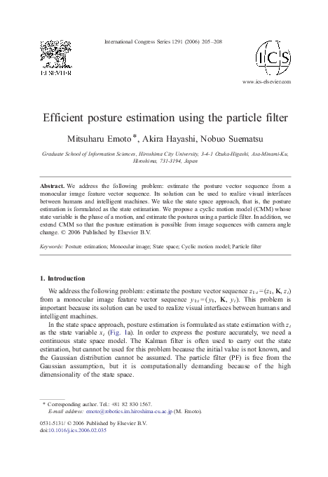 (PDF) Efficient posture estimation using the particle filter