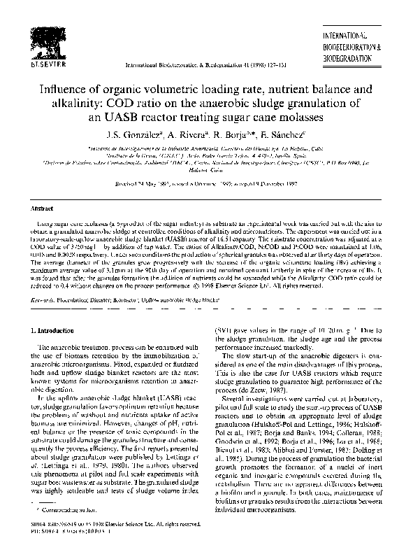 (PDF) Influence of organic volumetric loading rate, nutrient balance ...
