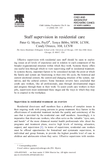 (PDF) Staff supervision in residential care