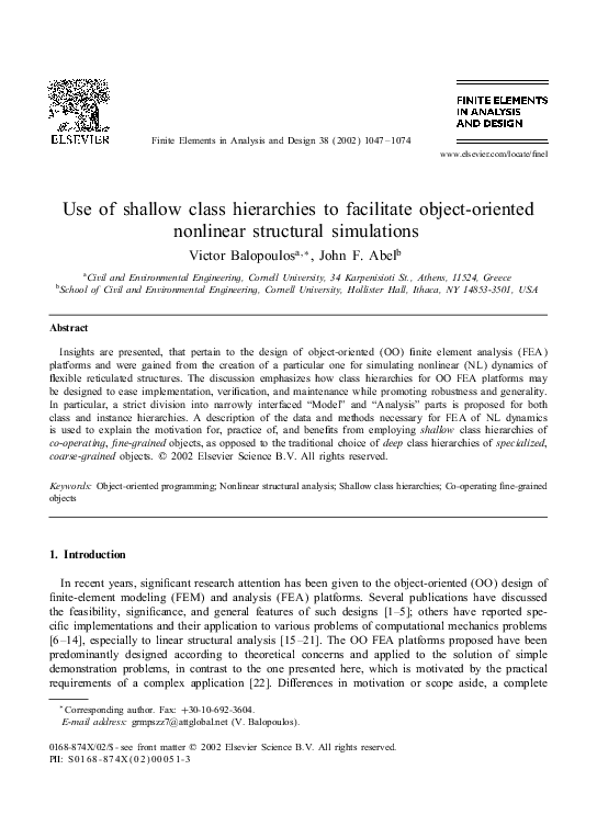 (PDF) Use of shallow class hierarchies to facilitate object-oriented nonlinear structural ...