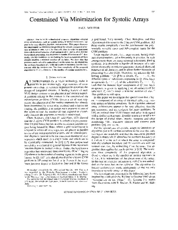 (PDF) Constrained via minimization for systolic arrays