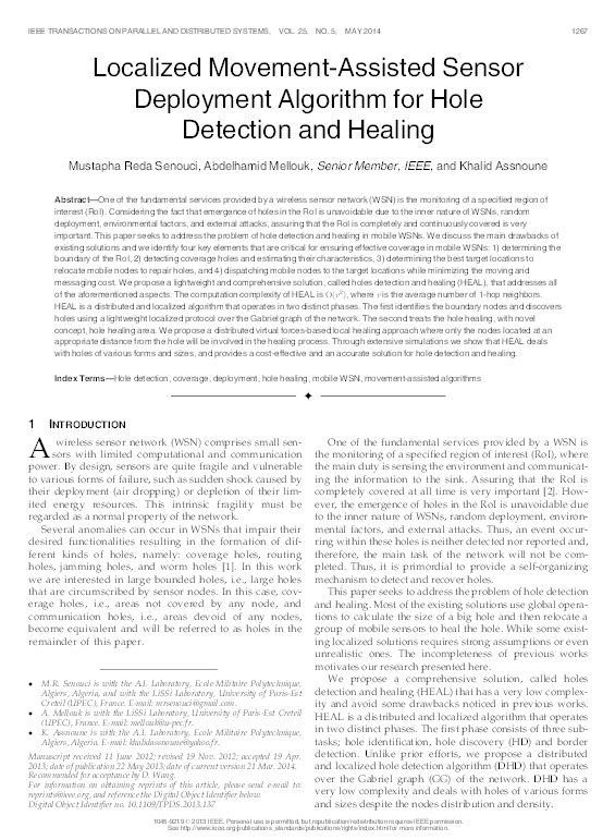 Pdf Localized Movement Assisted Sensor Deployment In Wireless Sensor Networks 