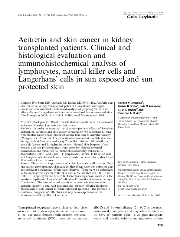 (PDF) Acitretin and skin cancer in kidney transplanted patients ...