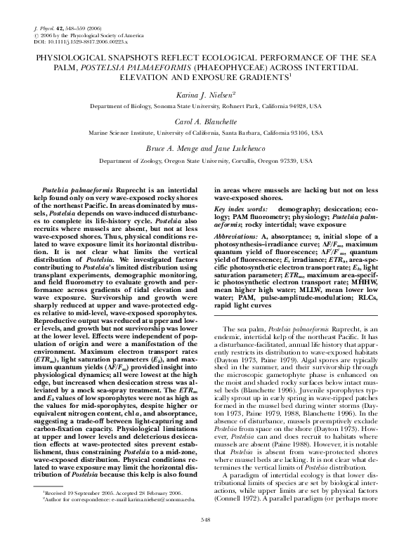 (PDF) Experimental transplants of the large kelp Lessonia nigrescens ...