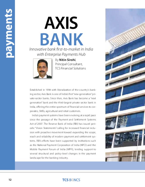 (PDF) AXiS BANk Innovative bank first-to-market in India with ...