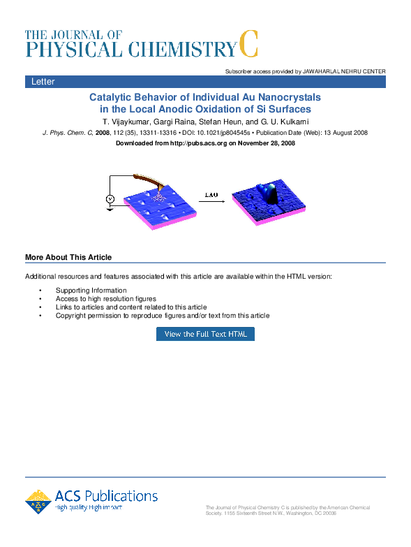 (PDF) Catalytic Behavior of Individual Au Nanocrystals in the Local ...