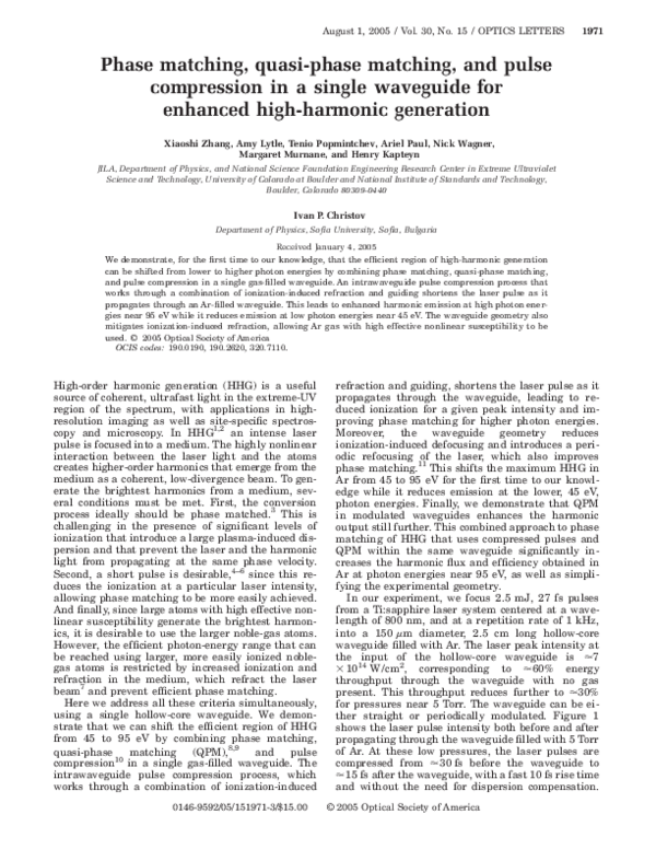 (PDF) Phase matching, quasi phase matching and pulse compression in a single waveguide for ...