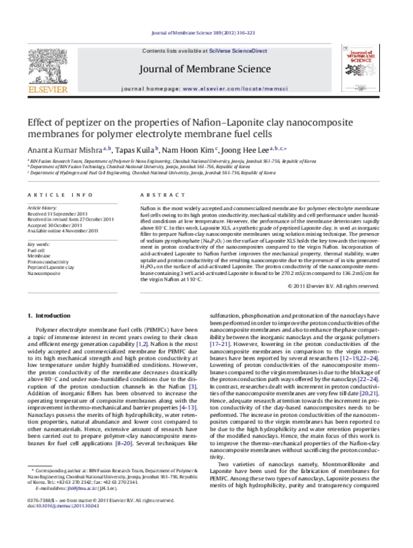 (PDF) Effect of peptizer on the properties of Nafion-Laponite clay ...