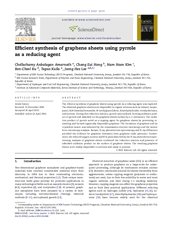 (PDF) Efficient synthesis of graphene sheets using pyrrole as a ...