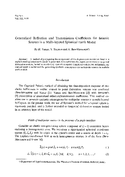 (PDF) Generalized reflection and transmission coefficients for seismic sources in a multi ...