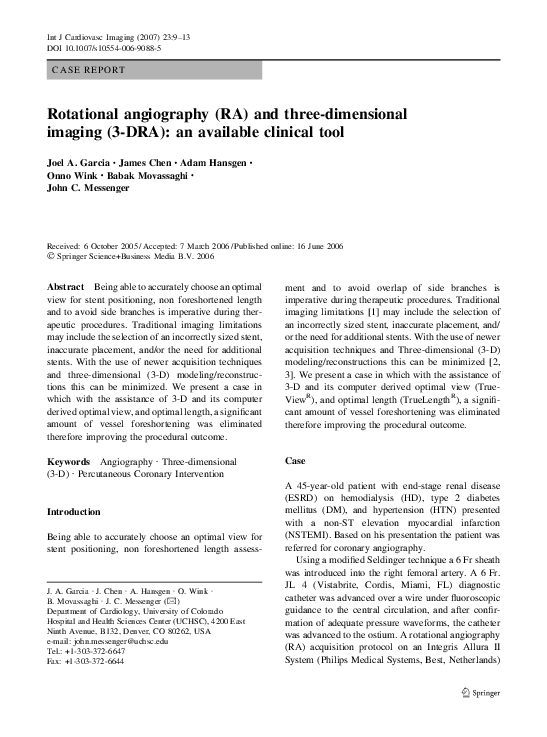 (PDF) Rotational angiography (RA) and three-dimensional imaging (3DRA ...