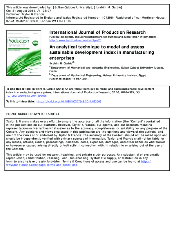 (PDF) An analytical technique to model and assess sustainable ...