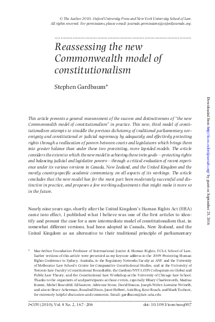 (PDF) Reassessing the new Commonwealth model of constitutionalism