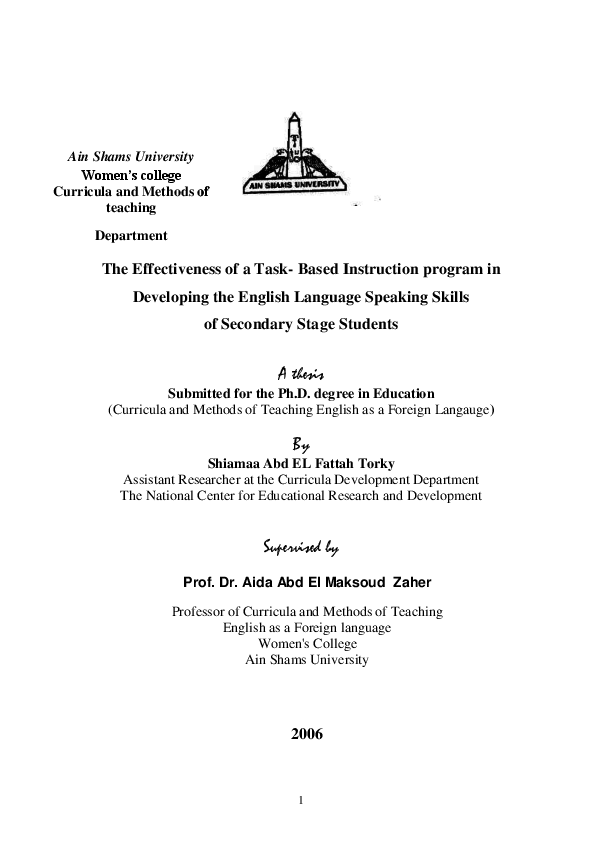 Pdf The Effectiveness Of A Task Based Instruction Program In Developing The English Language