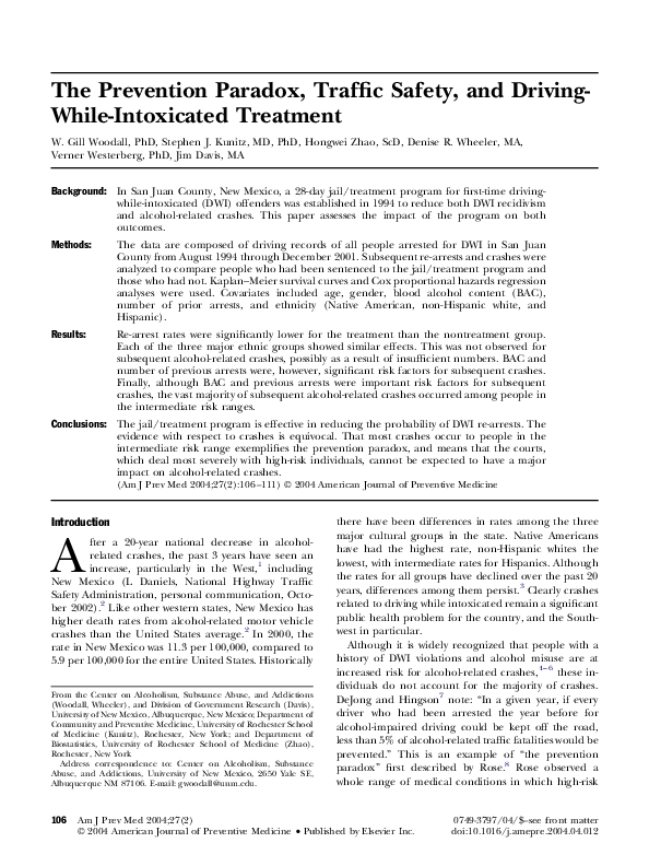 (PDF) The prevention paradox, traffic safety, and driving-while ...