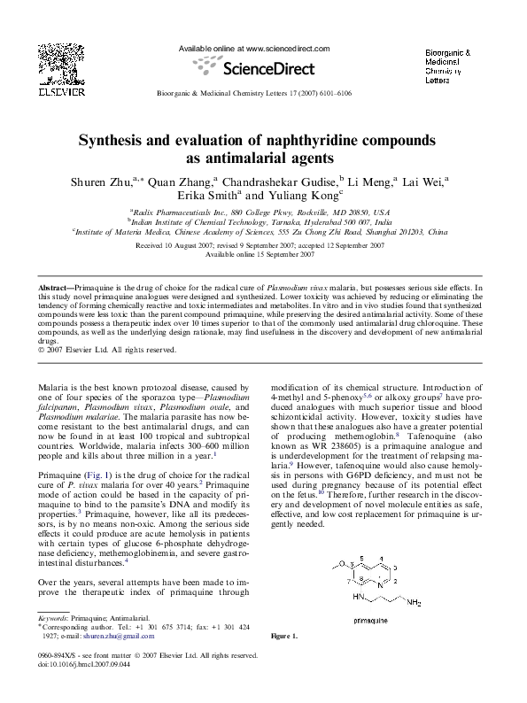 (PDF) Synthesis and evaluation of naphthyridine compounds as ...