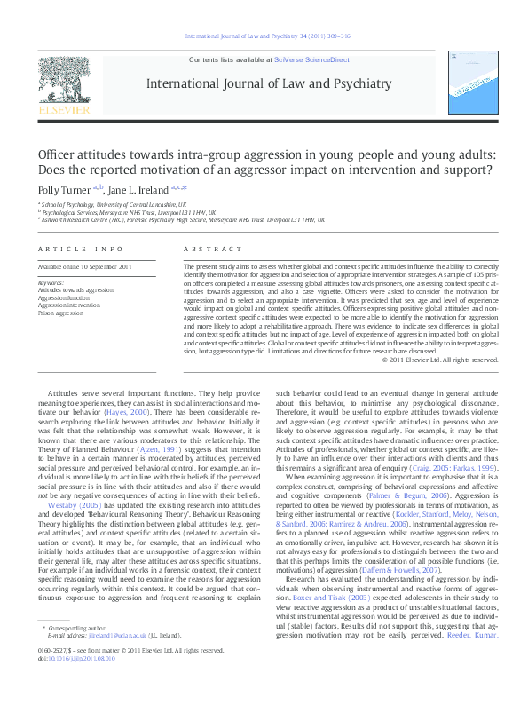 (PDF) Officer attitudes towards intra-group aggression in young people ...