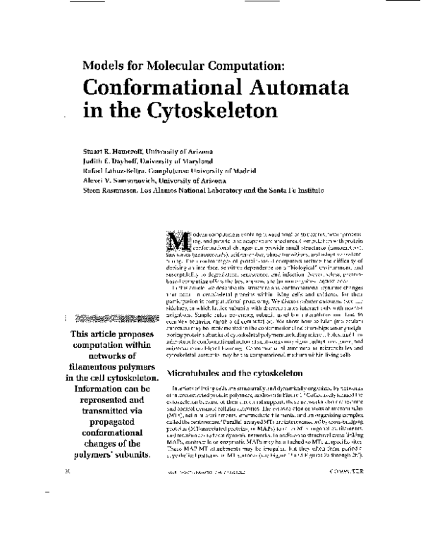 Pdf Models For Molecular Computation Conformational Automata In The Cytoskeleton 8087