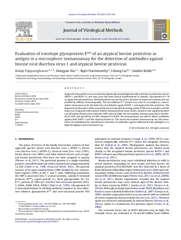 (PDF) Evaluation of envelope glycoprotein Erns of an atypical bovine ...