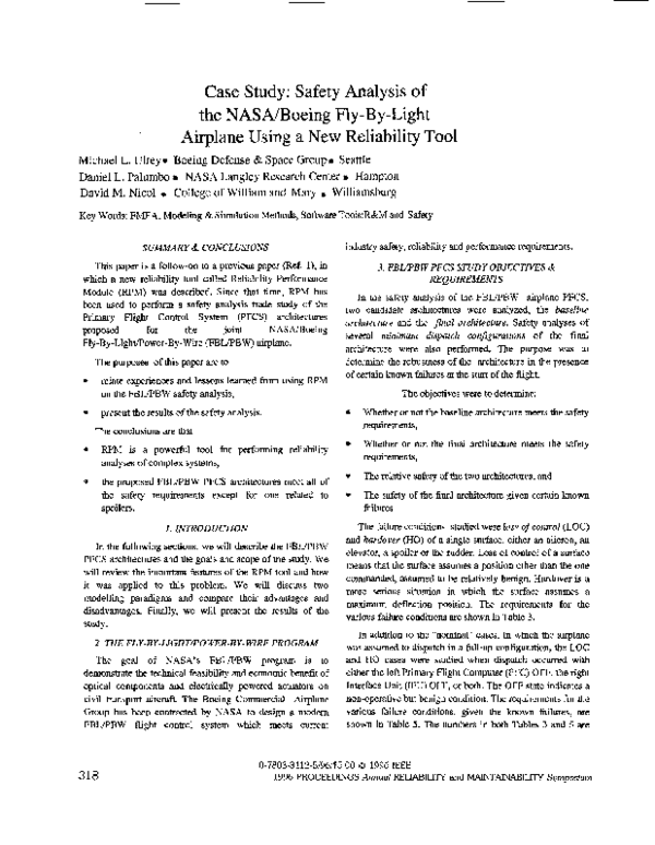 (PDF) Case study: safety analysis of the NASA/Boeing fly-by-light ...