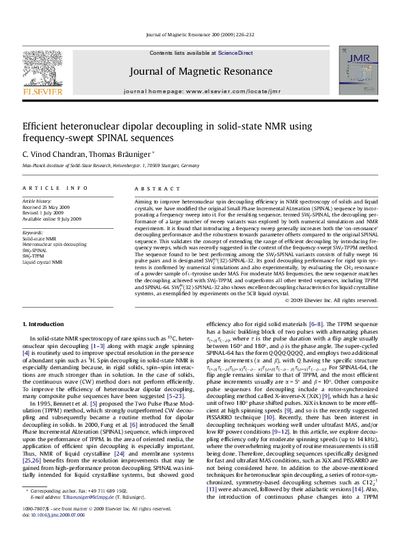 (PDF) Efficient heteronuclear dipolar decoupling in solid-state nuclear ...
