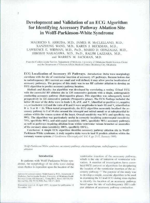 (PDF) Development and Validation of an ECG Algorithm for Identifying Accessory Pathway Ablation ...