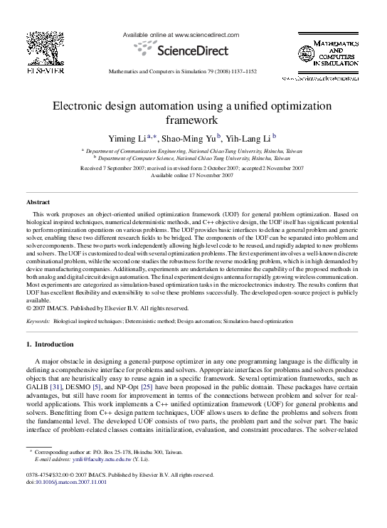 (PDF) Electronic design automation using a unified optimization framework