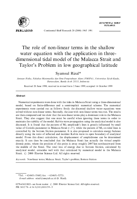 (PDF) The role of non-linear terms in the shallow water equation with ...