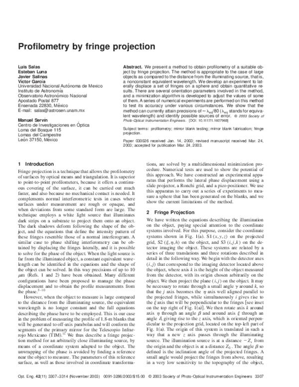 (PDF) 3D Surface Acquisition for FMT Using High-Accuracy Fringe Projection Profilometry | G ...
