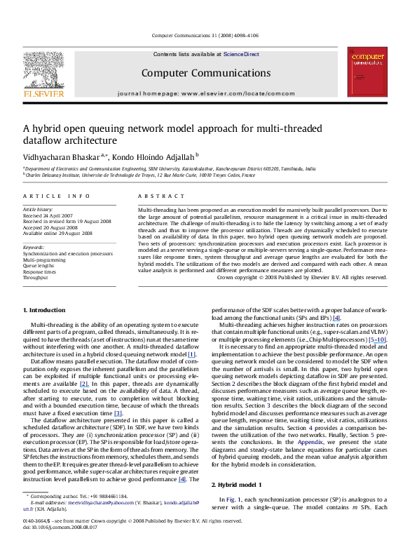 (PDF) A hybrid open queuing network model approach for multi-threaded dataflow architecture
